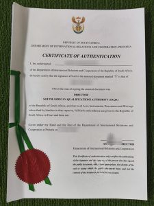 Steps to get South Africa authentication certificate with SAQA verification